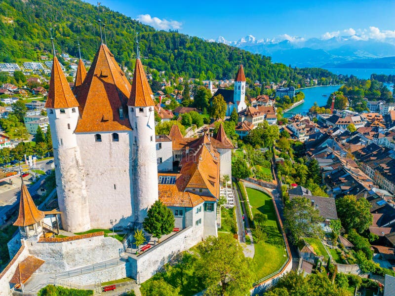 Panorama View of Thun Castle in Swiss Town Thun Editorial Image - Image ...