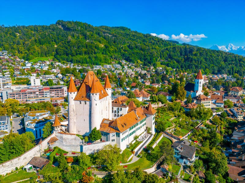 Panorama View of Thun Castle in Swiss Town Thun Editorial Photo - Image ...