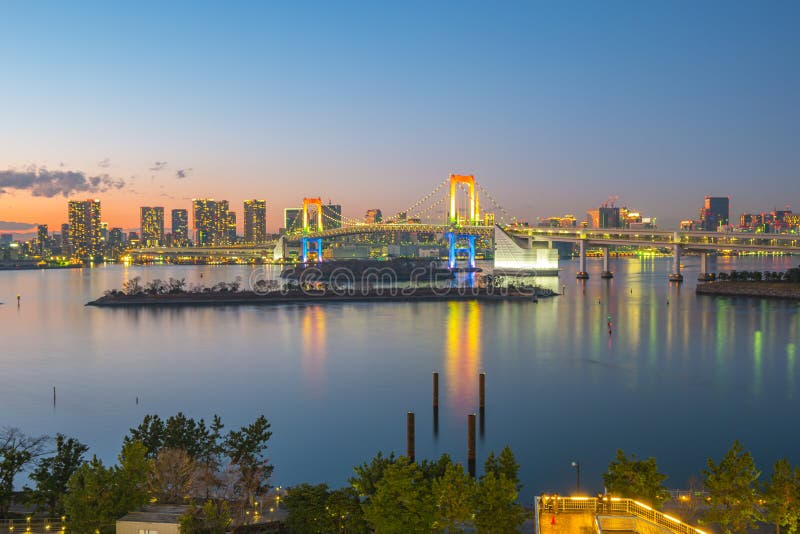Panorama View of Tokyo Bay at Night in Tokyo City, Japan Stock Image ...