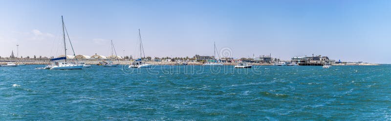 A Panorama View Towards the Waterfront of Walvis Bay, Namibia Stock ...