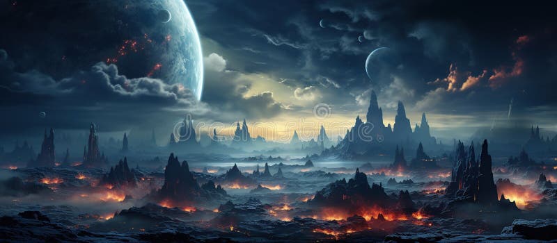 Panorama View Universe Space Stock Illustration - Illustration of ...