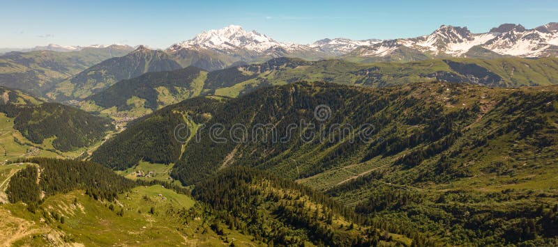Panorama View of Valley and Mountains in French Alps Stock Photo ...