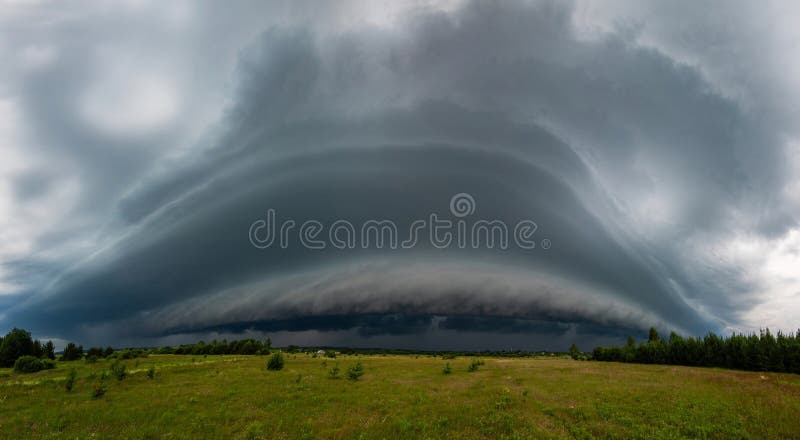 Panorama View of a Very Stunning Structured Shelf Cloud on a Storm ...