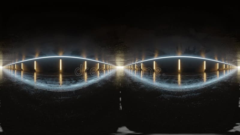 360 Panorama Vr Video of Illuminated Tunnel with Reflective Surface 4k ...