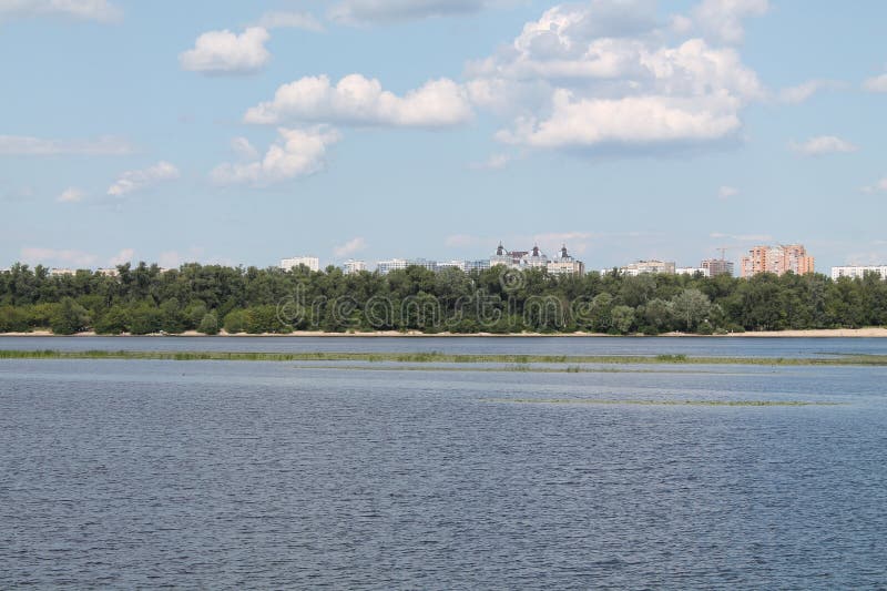 Panorama of Water and Banks on a Wide River Stock Image - Image of ...