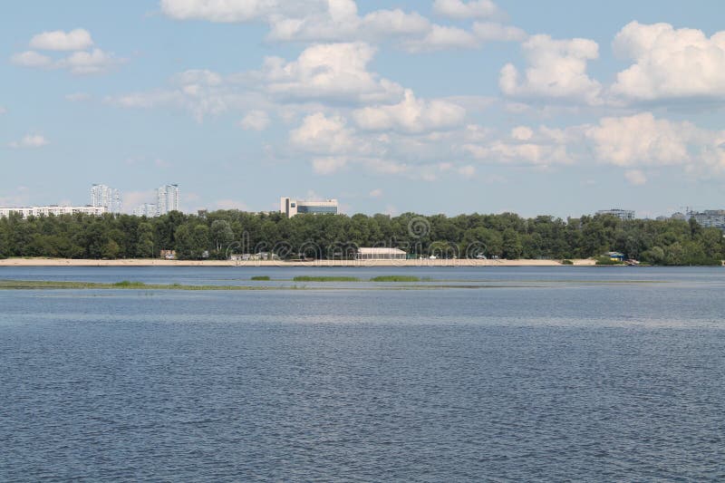 Panorama of Water and Banks on a Wide River Stock Image - Image of ...