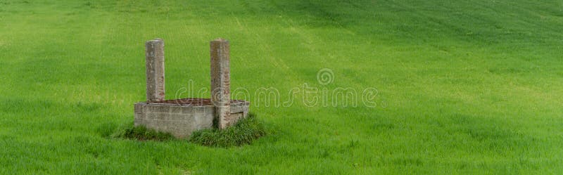 Panorama of Water Well on a Grass Field Stock Photo - Image of ...