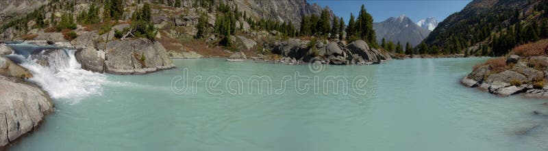 Panorama with a waterfalls stock photo. Image of akkem - 5375096
