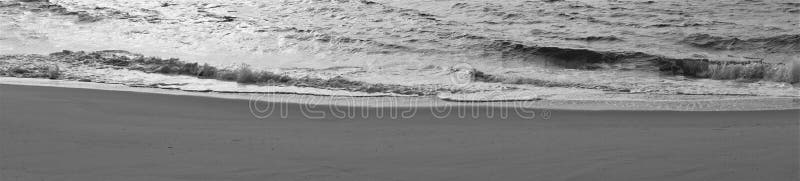 Panorama of Wavelets Cresting on Unmarred Sandy Beach Stock Photo ...