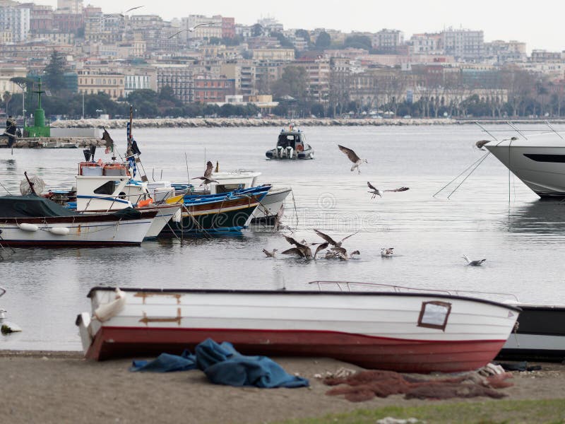 Panorama from the Wharf of the Port of Mergellina Stock Image - Image ...