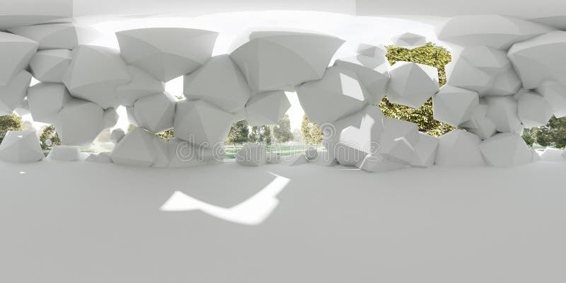 360 Panorama of a White Geometric Structure with a View of Greenery Vr ...