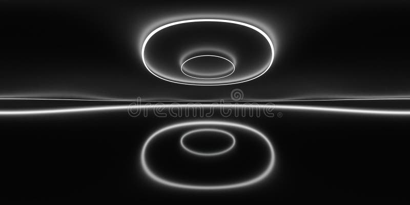 360 Panorama of a White Ring Light Reflection on Black Surface Vr ...