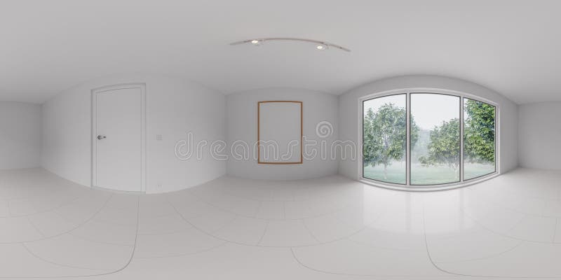 360 Panorama of a White Room with a Window View Vr Environment Map ...
