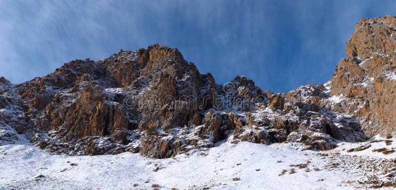 Panorama of Winter rocks stock image. Image of range, landscape - 3755759