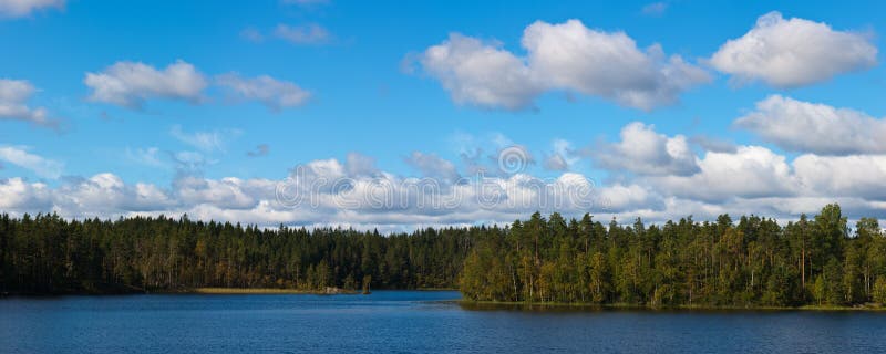 Panorama of wood lake stock image. Image of tranquil - 23942653