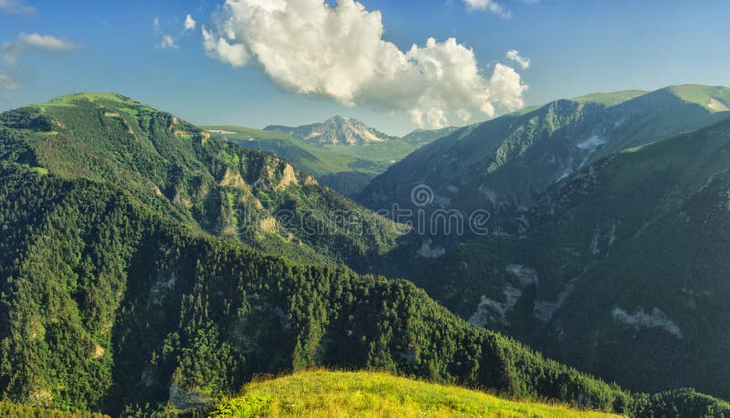 Panorama of Wooded Mountains with the Canyons Stock Photo - Image of ...