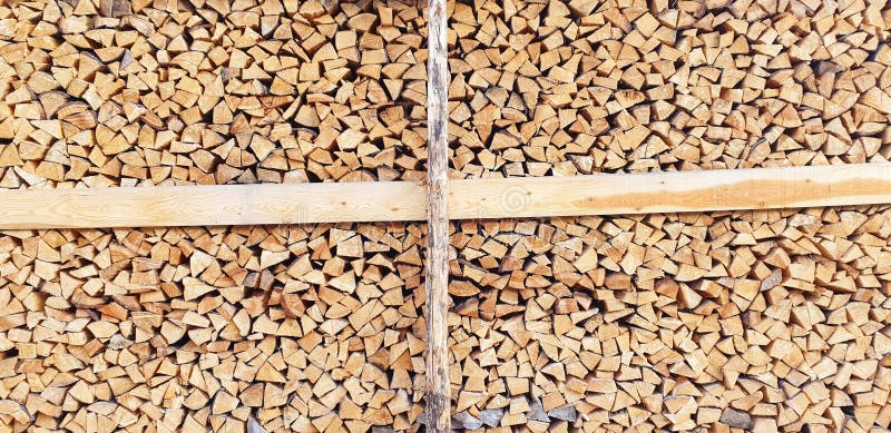 Panorama of Wooden Structure for Firewood Stock Image - Image of heat ...