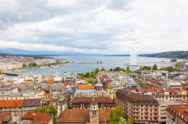 Vogelperspektive Von Genf-Stadt In Der Schweiz Stockfoto - Bild von ...