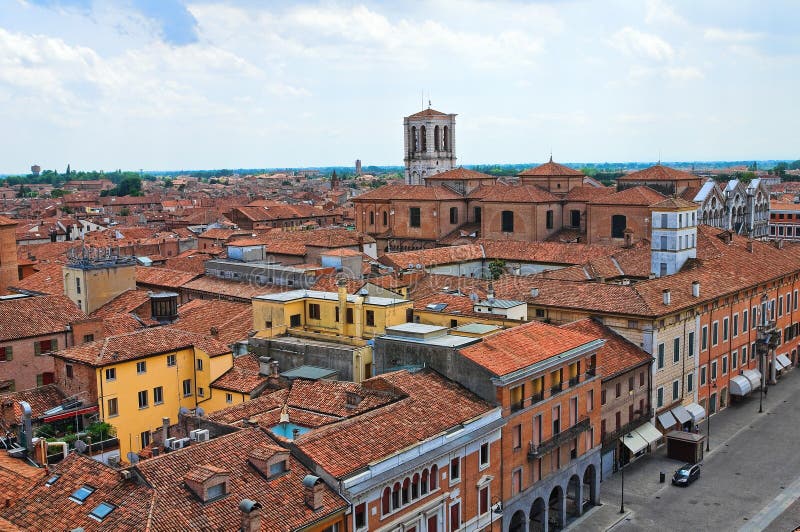 Panoramablick Von Ferrara. Emilia-Romagna. Italien. Stockbild - Bild ...