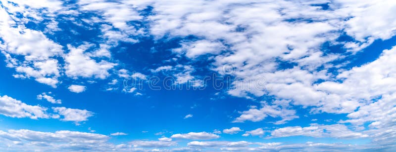 Panoramatic View of Blue Sky with Clouds and Sun in Spring Stock Image ...