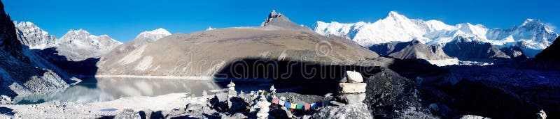 Panoramatic View of Cho Oyu Stock Image - Image of sagarmatha, asia ...