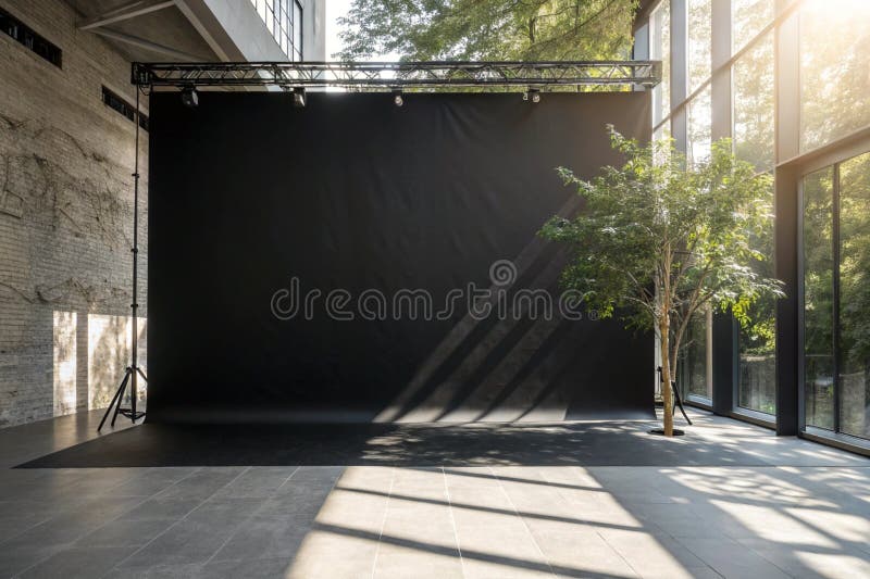 Panoramic Abstract Black Background for Product Presentation Stock ...