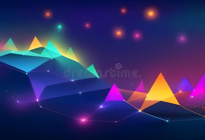 Panoramic Abstract Dot and Triangle Connection Background Stock ...