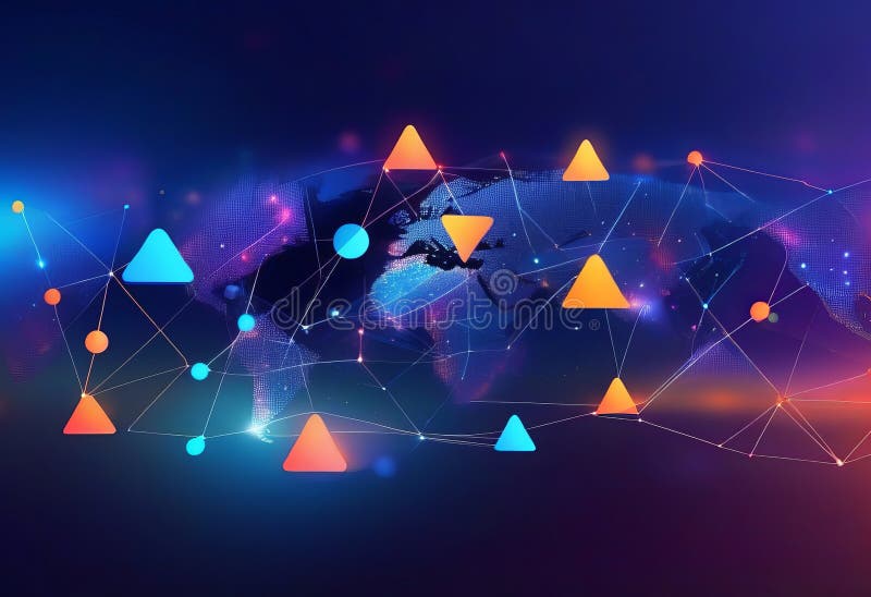 Panoramic Abstract Dot and Triangle Connection Background Stock ...