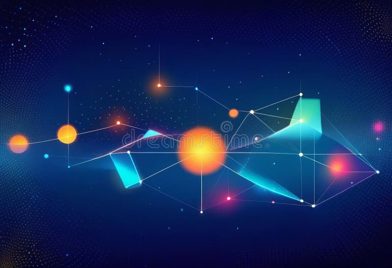 Panoramic Abstract Dot and Triangle Connection Background Stock ...