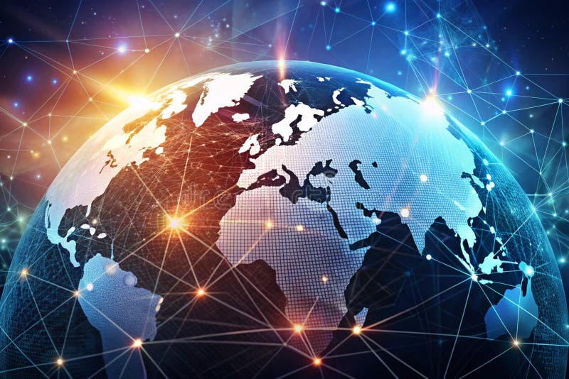 Panoramic Abstract Dot and Triangle Connection Background., the World ...