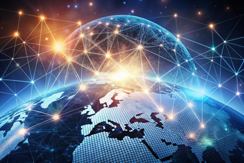 Panoramic Abstract Dot and Triangle Connection Background., the World ...