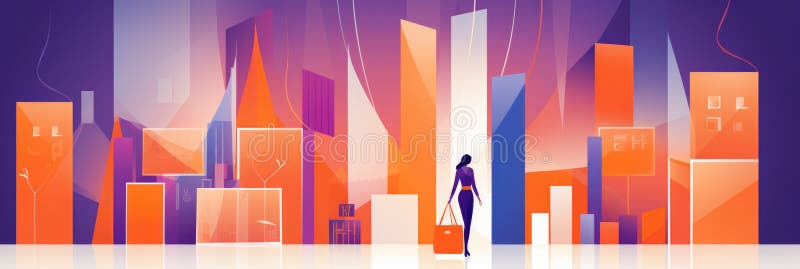 A Panoramic Abstract Shopping Display Stock Illustration - Illustration ...