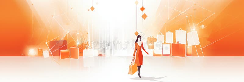 A Panoramic Abstract Shopping Display Stock Illustration - Illustration ...
