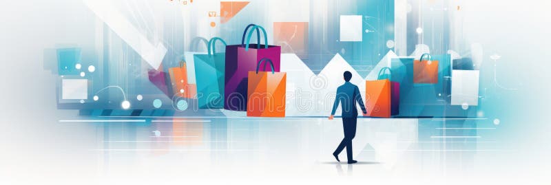 A Panoramic Abstract Shopping Display Stock Illustration - Illustration ...