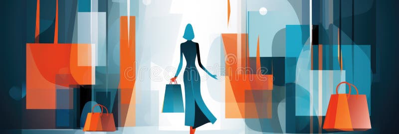 A Panoramic Abstract Shopping Display Stock Illustration - Illustration ...