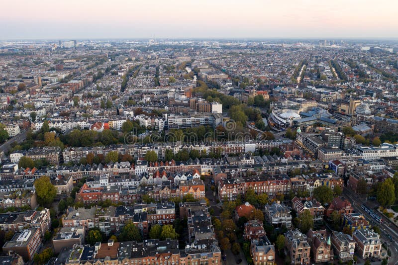 Panoramic Aerial View of Amsterdam, Netherlands. View Over Historic ...