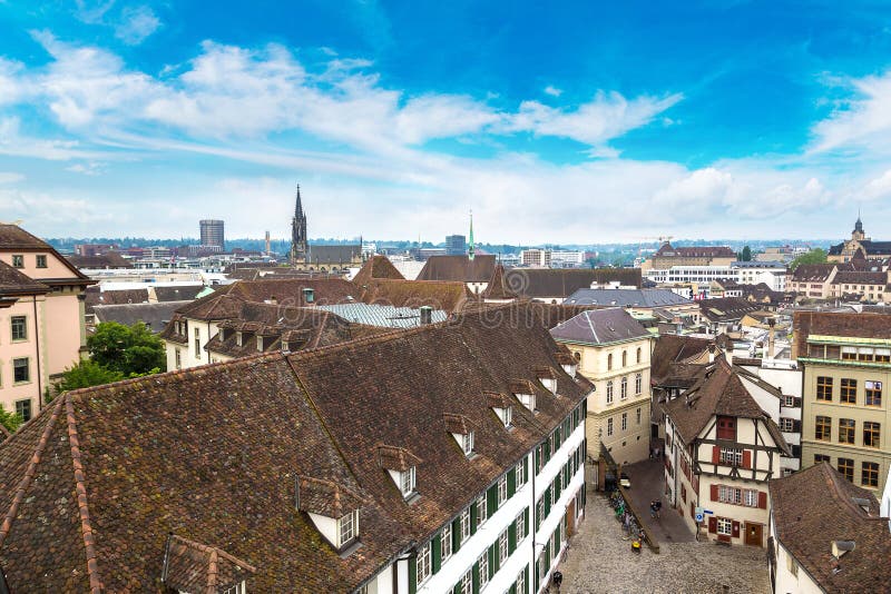 Panoramic view of Basel stock image. Image of fall, downtown - 186557629