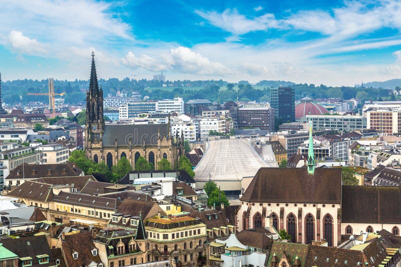 Panoramic view of Basel stock photo. Image of horizon - 187303258