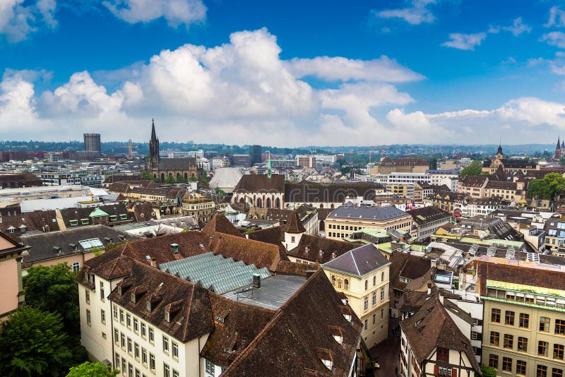 Panoramic view of Basel stock photo. Image of cityscape - 250288330