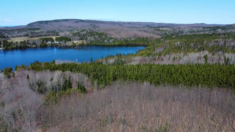 A Panoramic Aerial View of a Blue Lake Surrounded by Dense Autumn ...