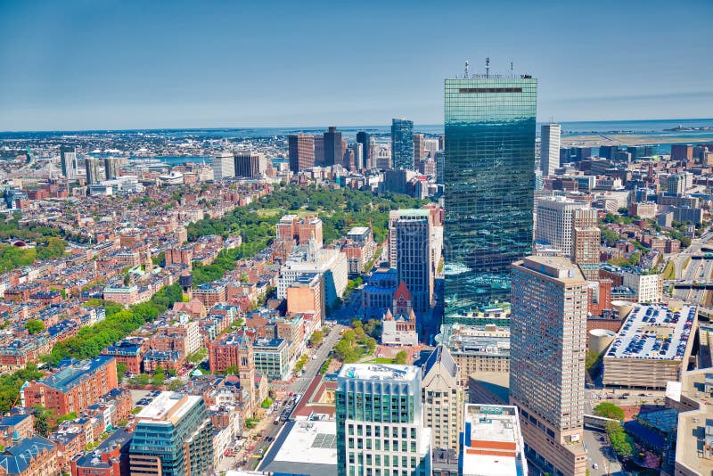 Panoramic Aerial View of Boston from Prudential Tower Stock Photo ...