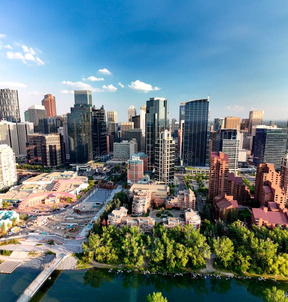 Panoramic Aerial View of Calgary at Sunset, Alberta - Canada Stock ...