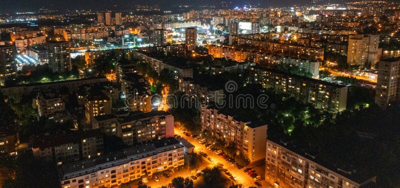 Aerial View of the City at Night Stock Photo - Image of city, panorama ...