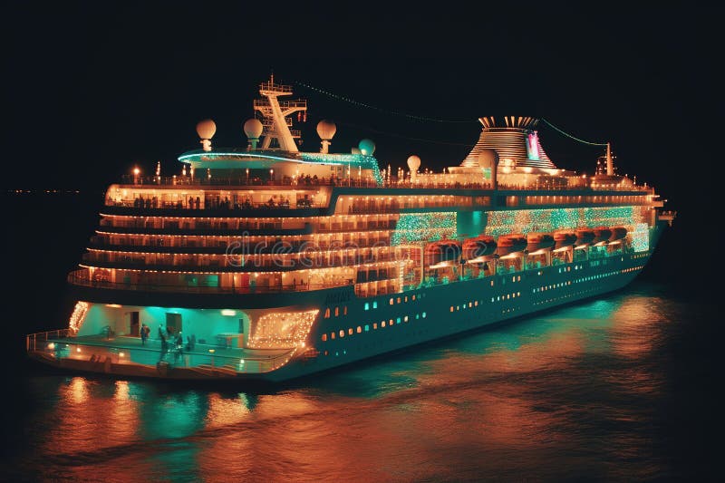 A Panoramic Aerial View of a Cruise Ship at Night, Featuring Smart ...