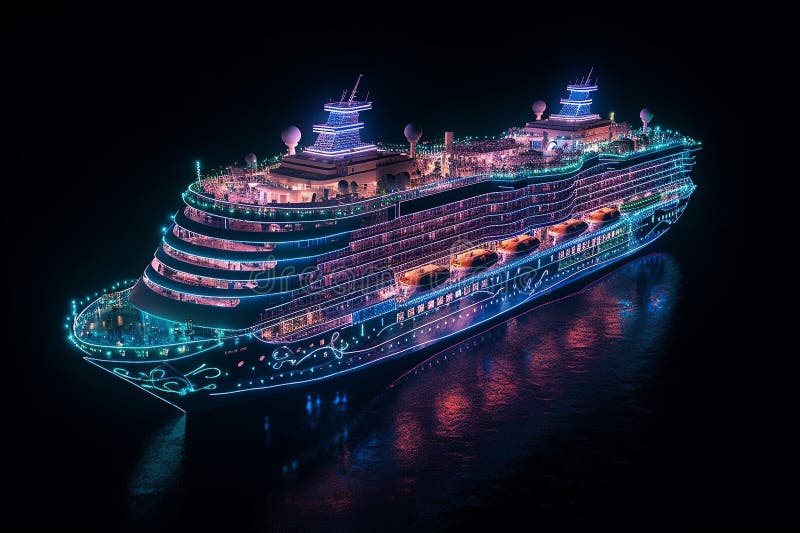 A Panoramic Aerial View of a Cruise Ship at Night, Featuring Smart ...