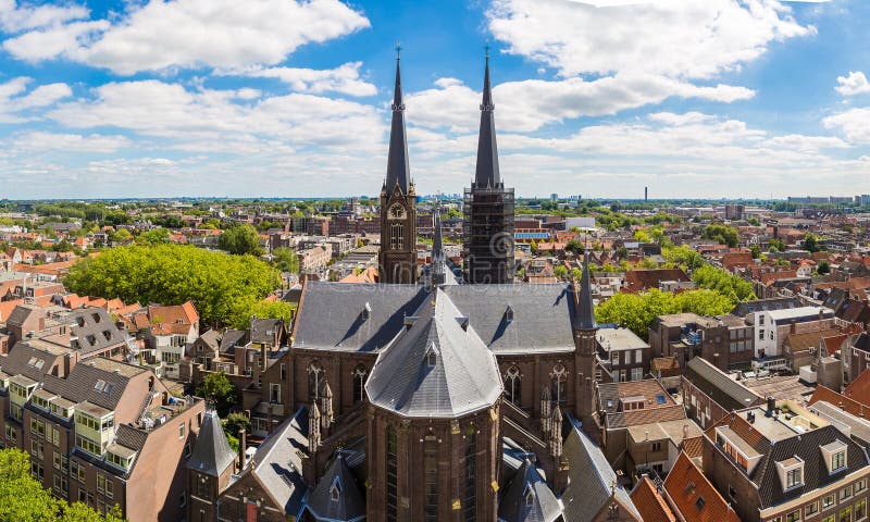 Panoramic view of Delft editorial photography. Image of panorama ...