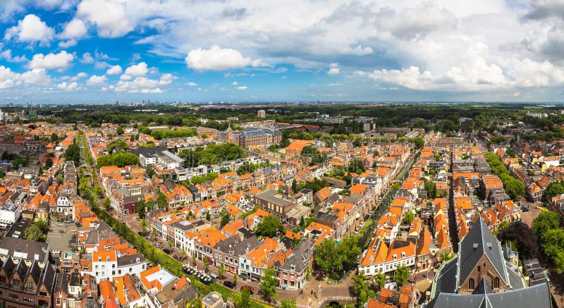 Panoramic view of Delft stock photo. Image of panorama - 183879910