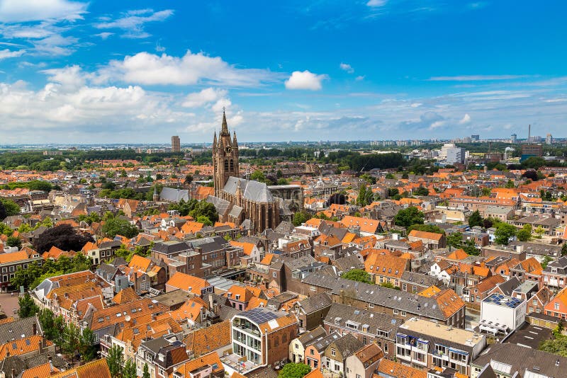 Panoramic view of Delft stock image. Image of horizontal - 190359687