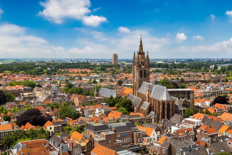 Panoramic view of Delft stock photo. Image of center - 232525450