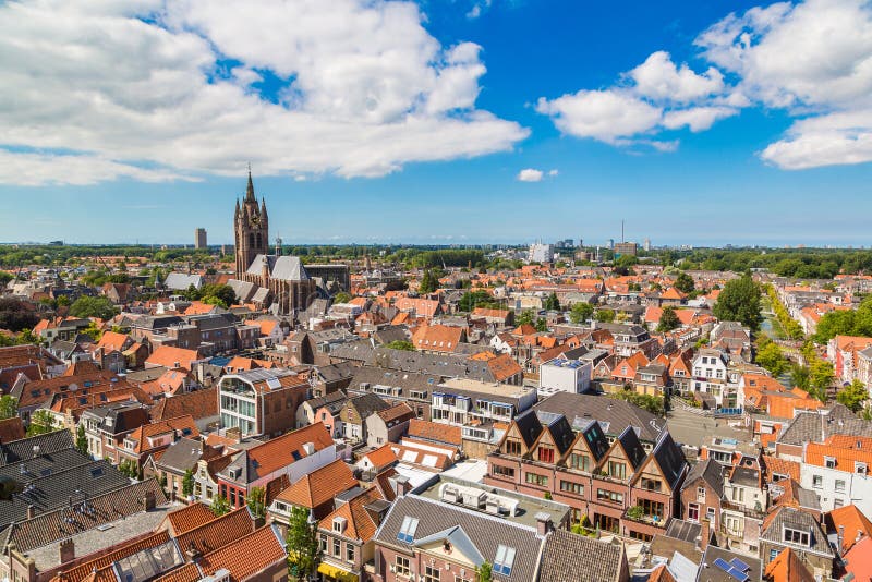 Panoramic view of Delft stock image. Image of area, panorama - 245982533